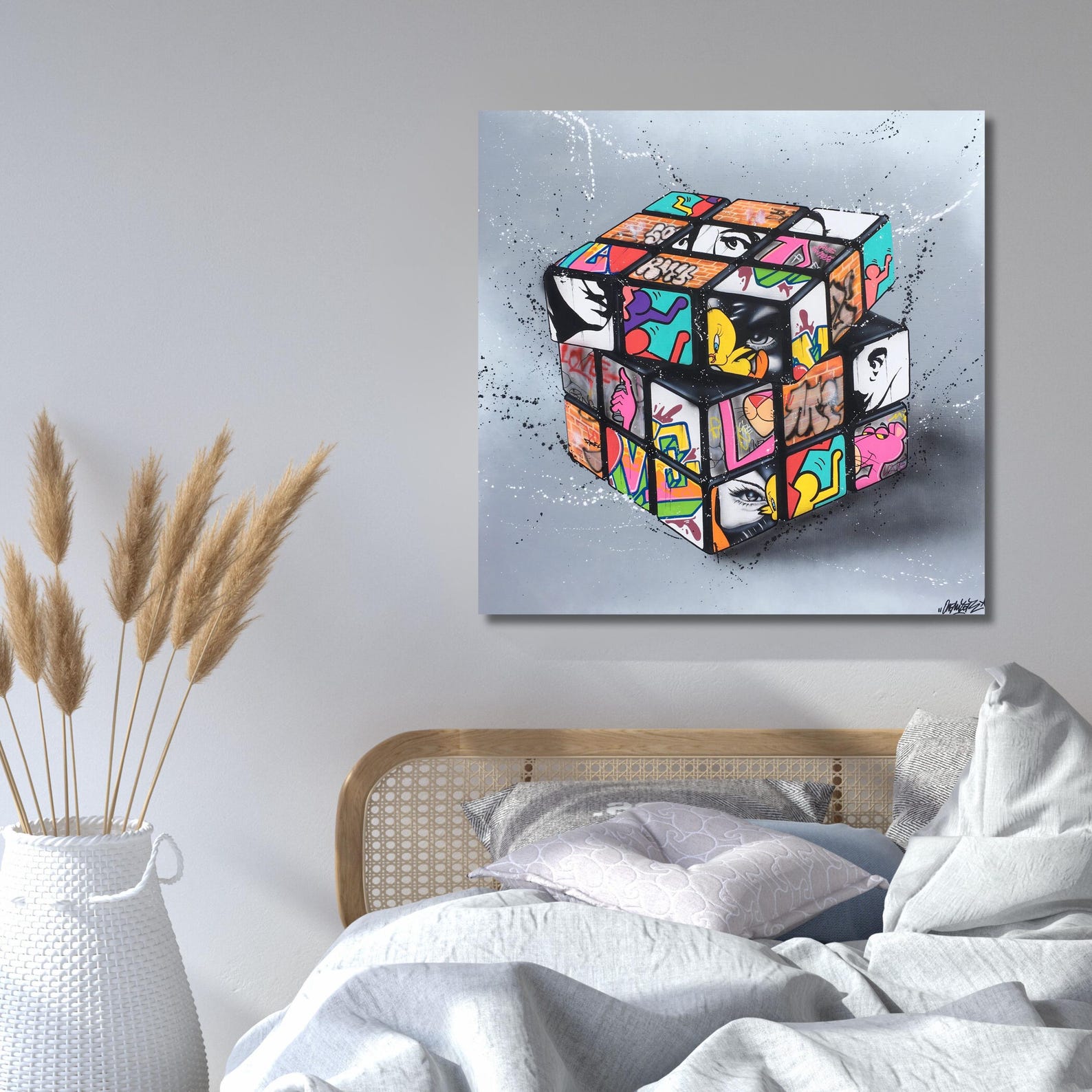 Rubiks Cube Graffiti Wall Art,rubiks Cube Grafftii Printing,modern ...