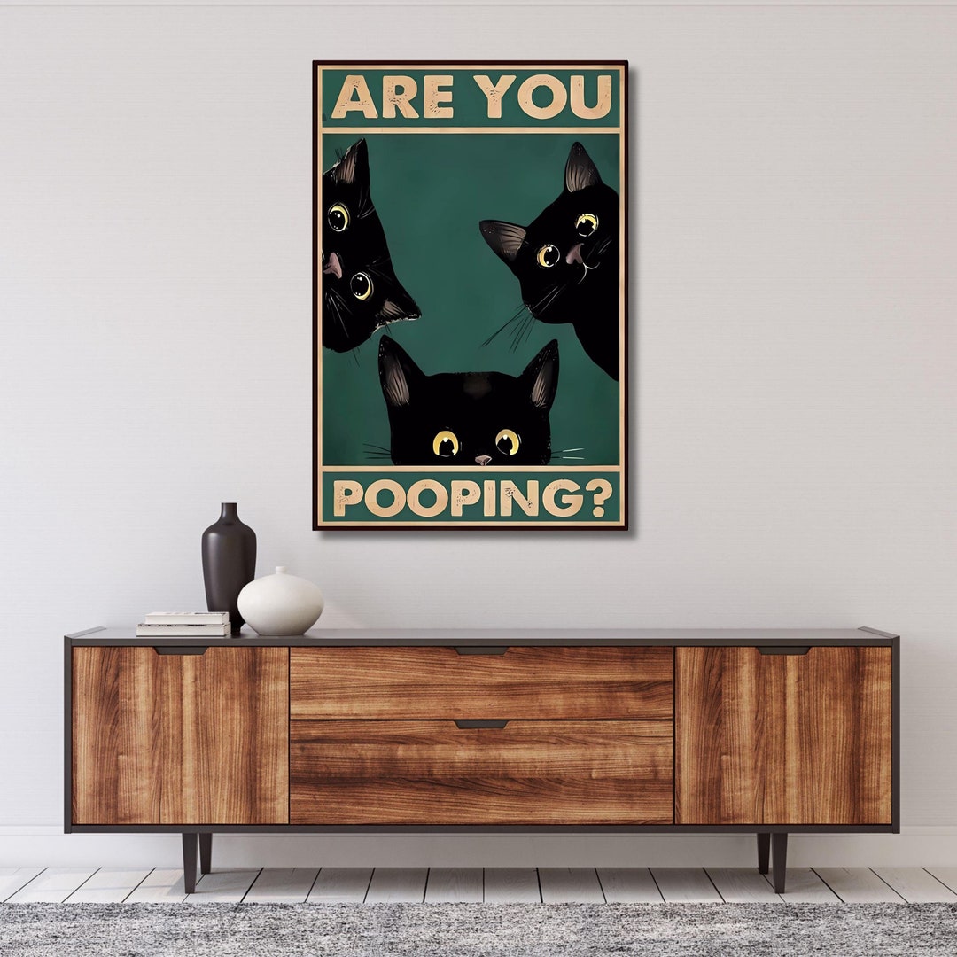 Are You Pooping Poster,vintage Black Cat Poster,bathroom Decoration ...