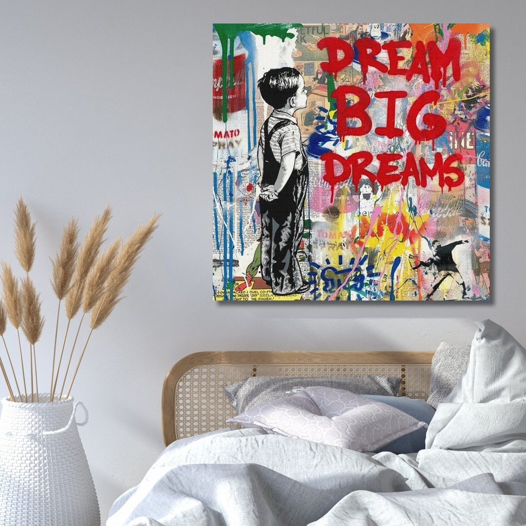 Banksy-dream Big Graffiti,canvas Decor,3d Wall Art,large Wall Art,dream ...