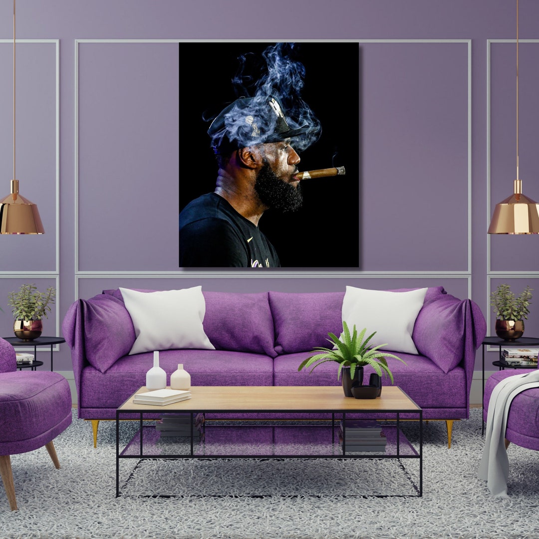 Lebron James Smoking a Cigar Canvas Poster Los Angeles Lakers ...