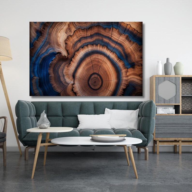 Colorful Tree Rings Canvas Print,elegant Natural Wall Art,wood ...