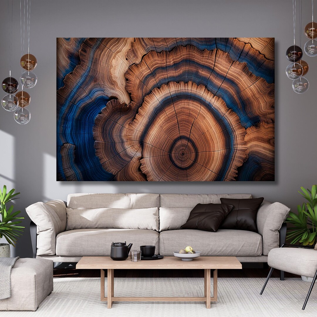 Colorful Tree Rings Canvas Print,elegant Natural Wall Art,wood ...