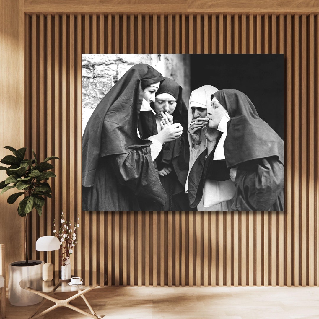 Smoking Nuns Canvas Wall Art,smoking Nuns Print Poster,home Decor ...