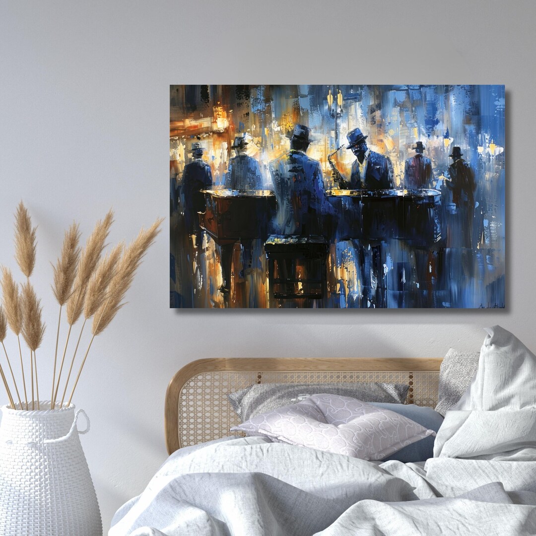 Large Abstract Jazz Band Oil Painting on Canvas Wall Art,original Jazz ...