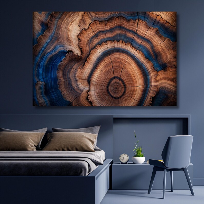 Colorful Tree Rings Canvas Print,elegant Natural Wall Art,wood ...