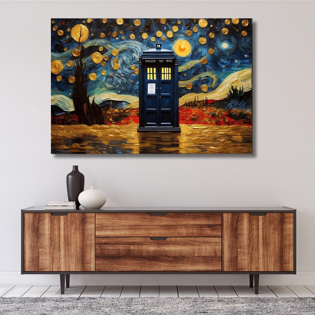 Canvas Doctor Who Tardis Box Vincent Van Gogh the Starry Night Style ...