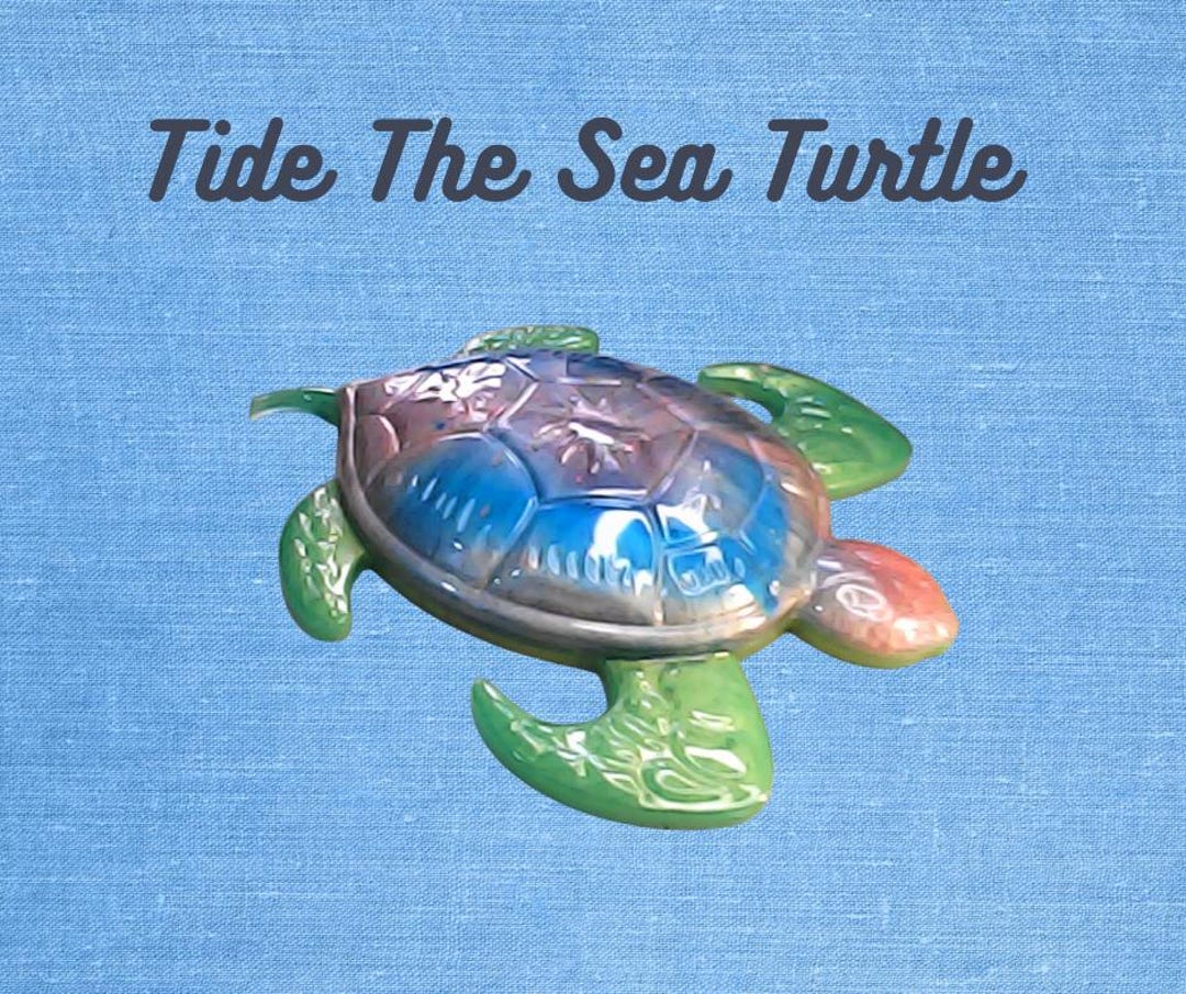 Tide the Sea Turtle – 8” Multi-color Resin Figurine –ocean Decor - Etsy