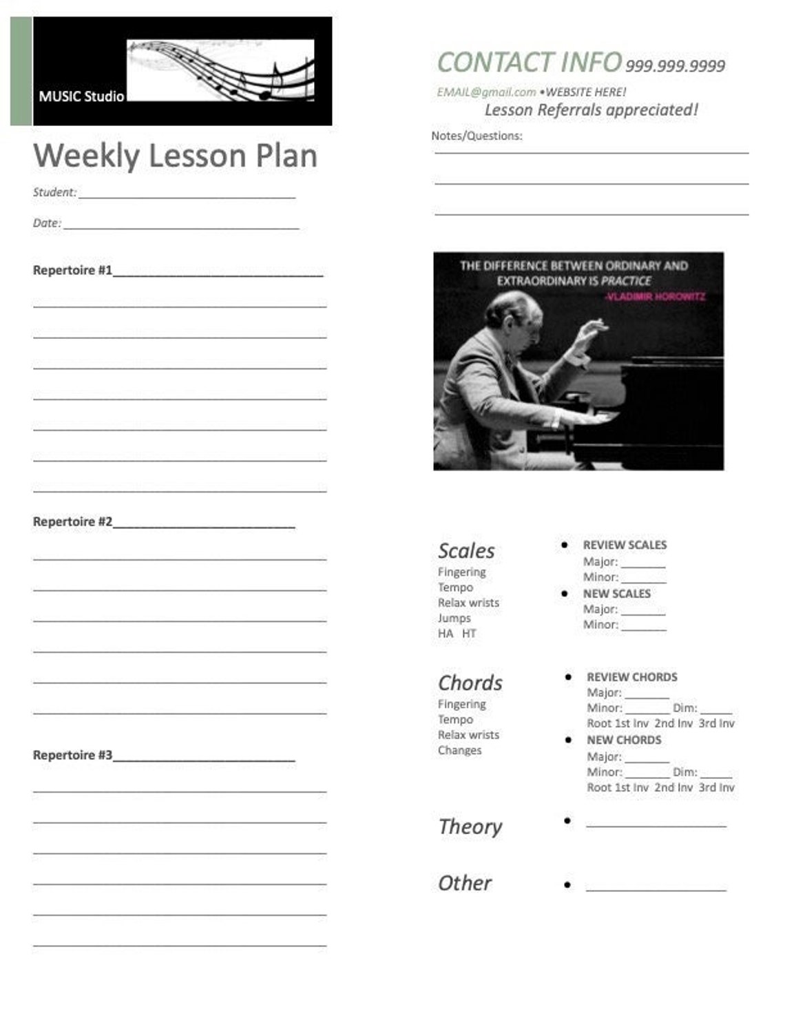 Adult Piano Lesson Practice Plan - Customizable Lesson Plan for Adult ...