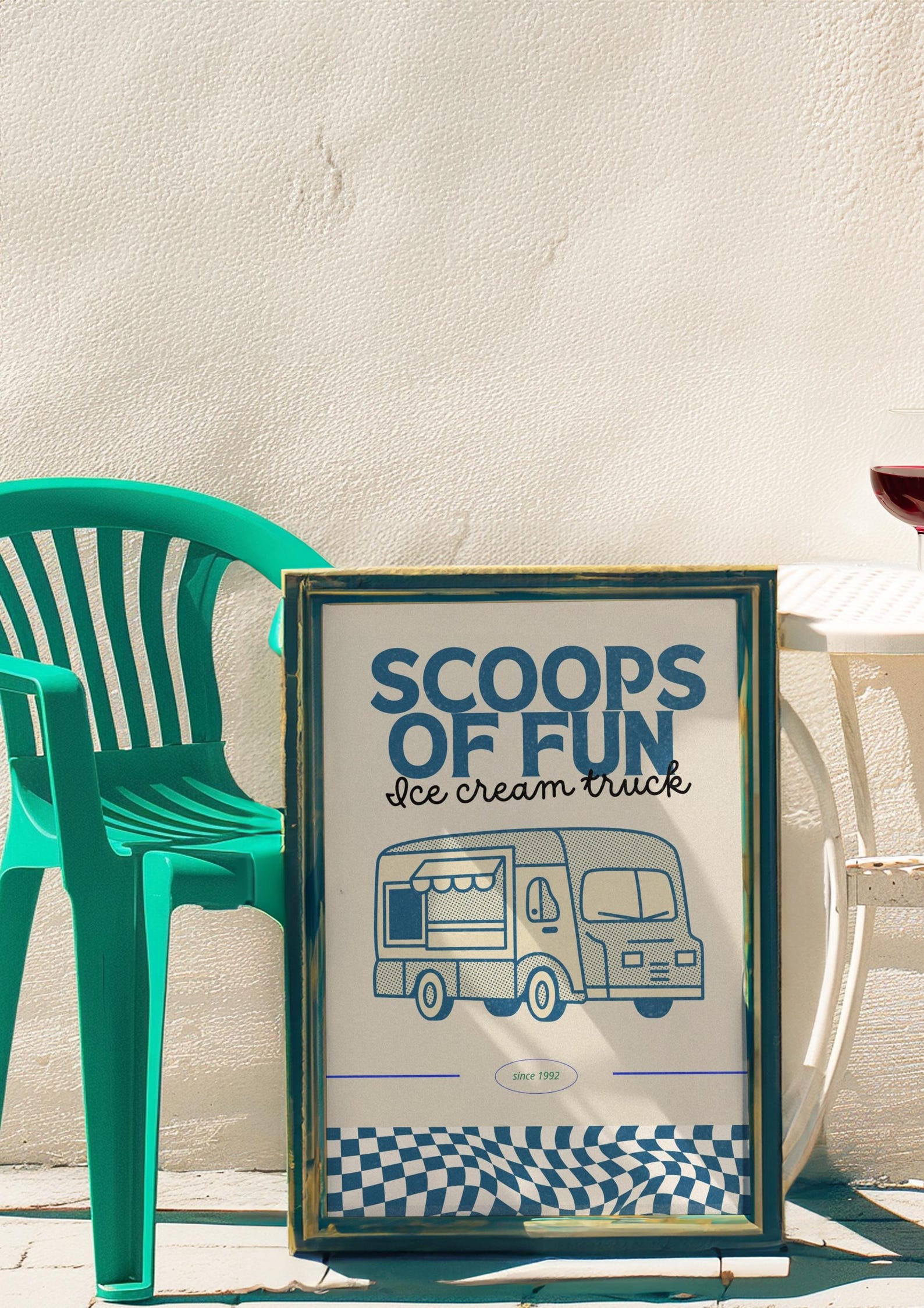 Scoops of Fun Digital Retro Wall Art Ice Cream Truck Wall Print Kitchen ...