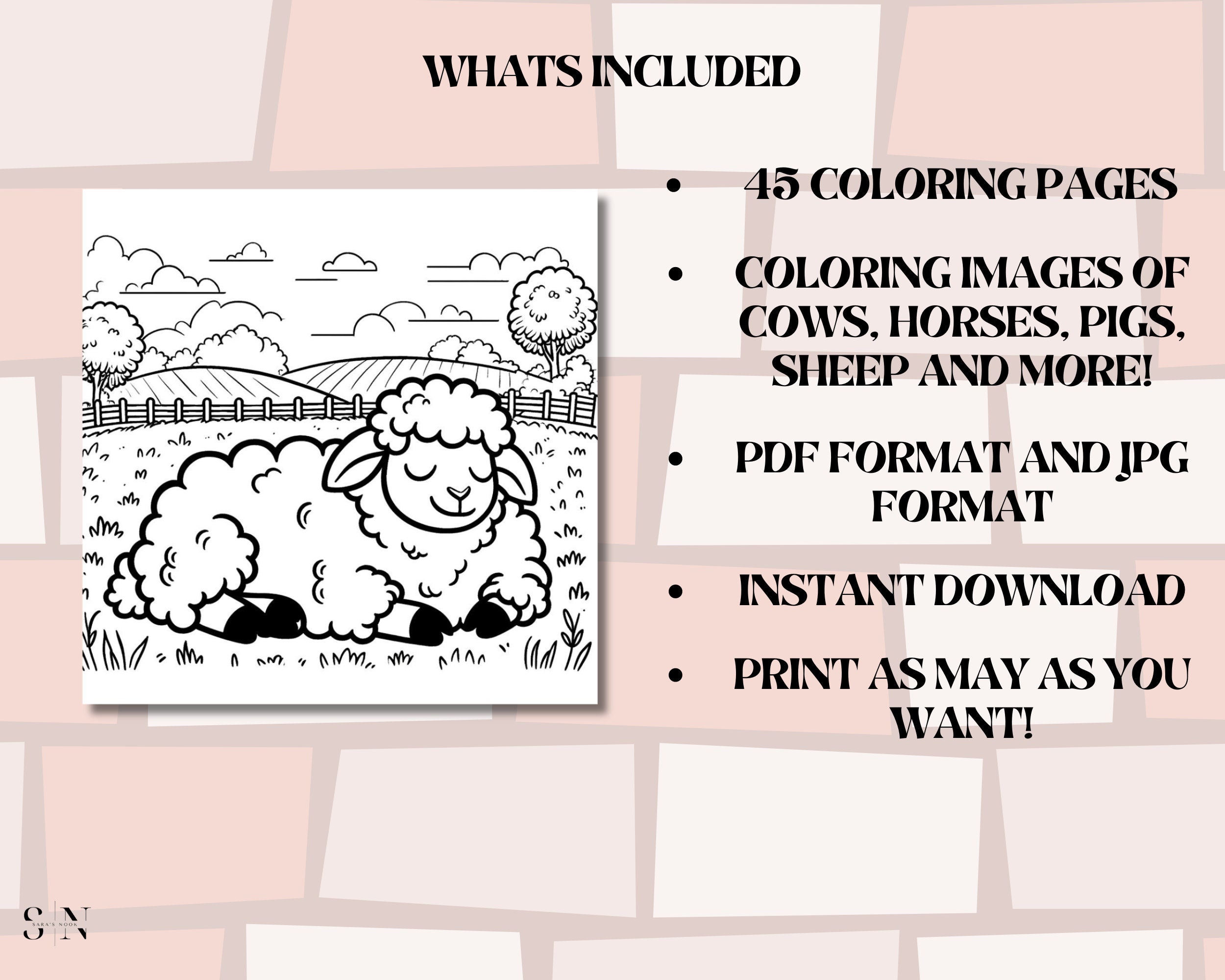 45 Animal Coloring Pages | Farm Animals | Home School Activity | Horses ...