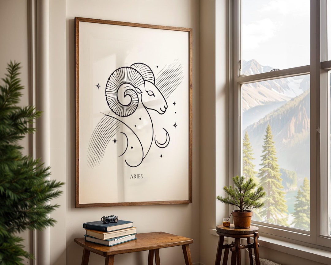 Aries Sign Wall Art Aries Astrology Poster Aries Season Art Printable ...