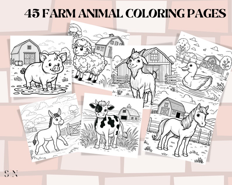 45 Animal Coloring Pages | Farm Animals | Home School Activity | Horses ...