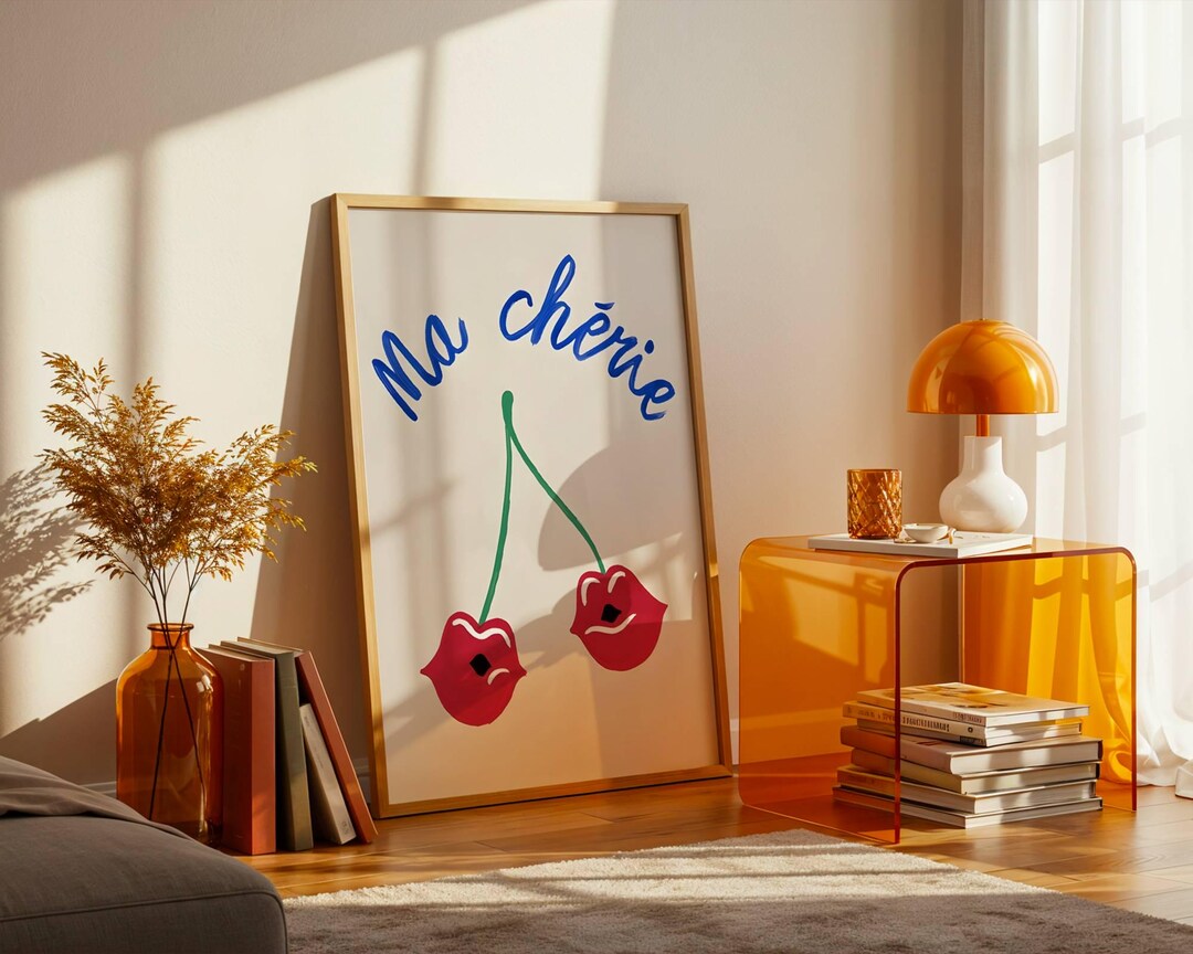 Ma Chérie Art Print Cherry Poster Cherry Wall Art Trendy Wall Print ...
