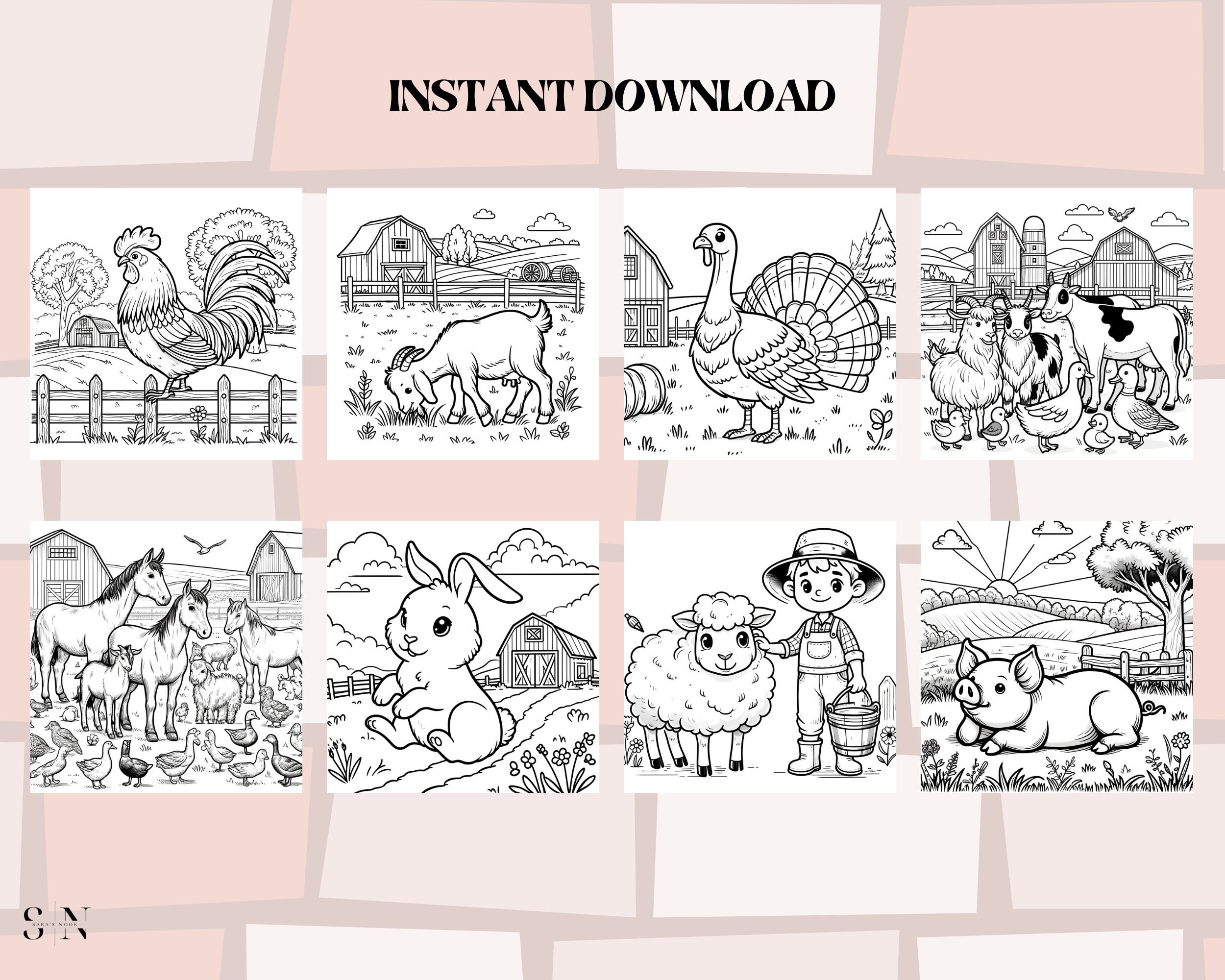 45 Animal Coloring Pages | Farm Animals | Home School Activity | Horses ...