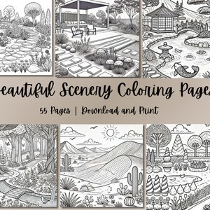 Scenery Coloring Pages | Mountains Forests Gardens Beaches Vineyards ...