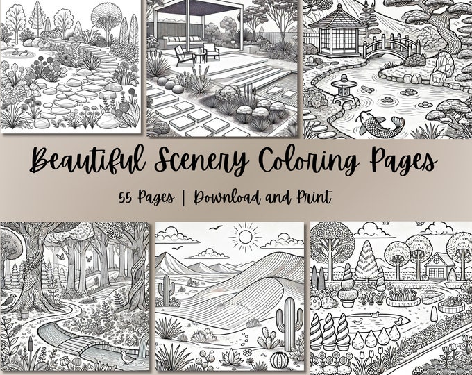 Scenery Coloring Pages Mountains Forests Gardens Beaches Vineyards 55 ...