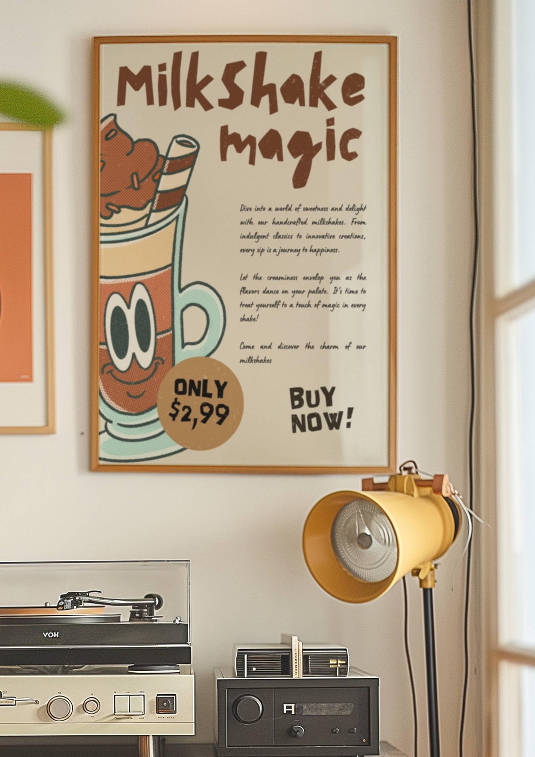 Milkshake Magic Retro Digital Wall Art Kitchen and Cafe Decor Fun Food ...