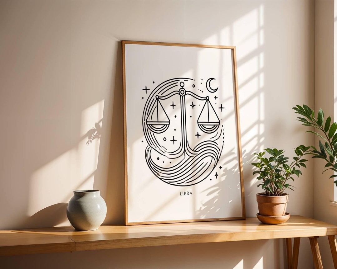 Libra Zodiac Sign Digital Wall Art Libra Astrology Poster Libra Art ...