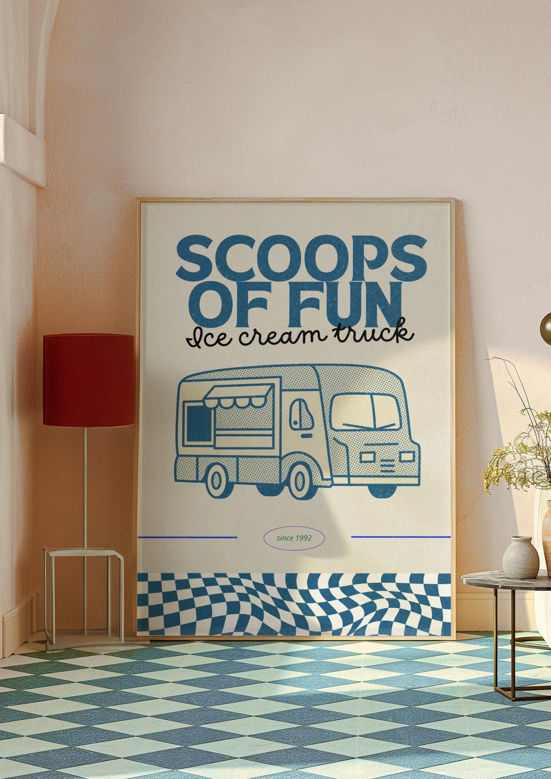 Scoops of Fun Digital Retro Wall Art Ice Cream Truck Wall Print Kitchen ...