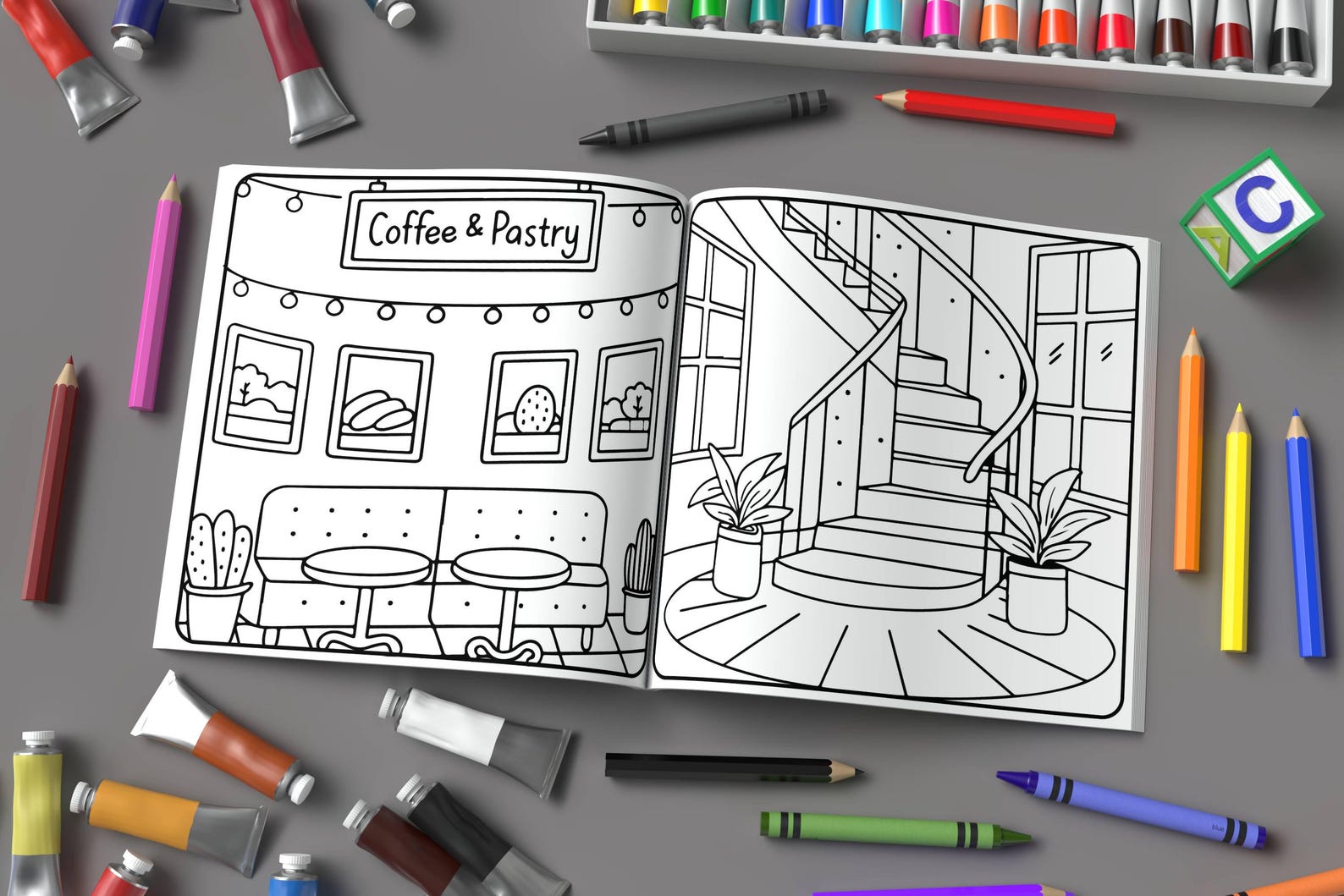 60 Cozy Spaces Coloring Pages Easy Coloring Pages Activity Sheets for ...