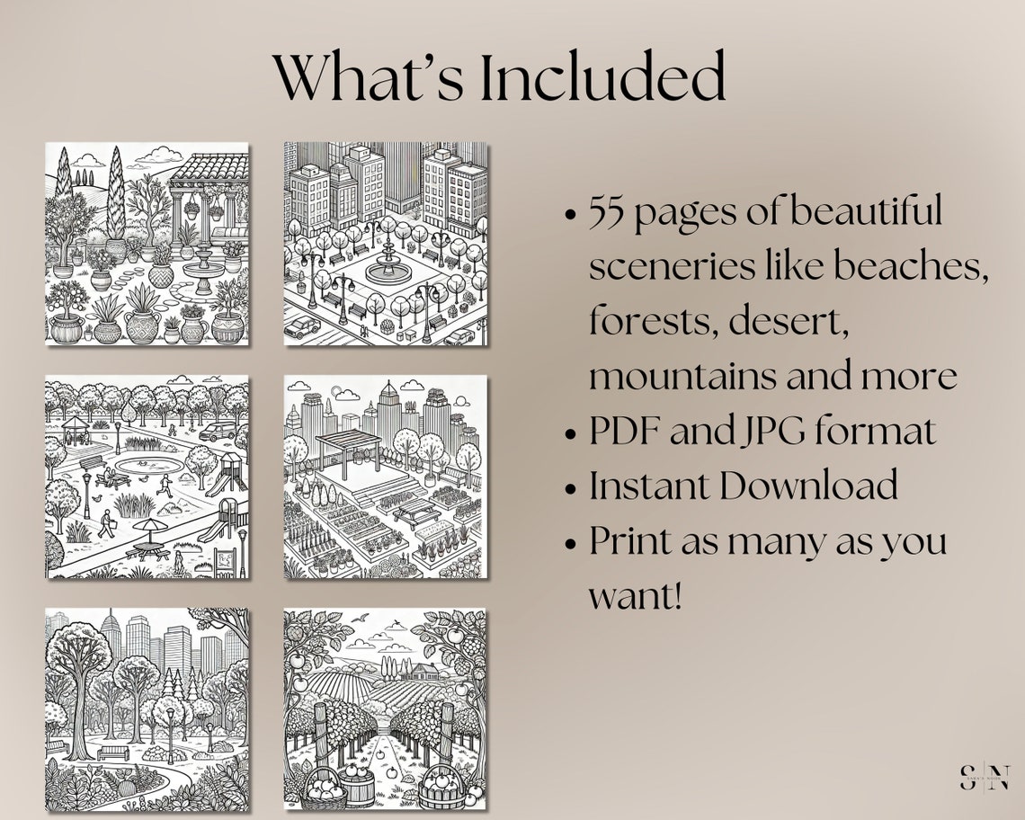 Scenery Coloring Pages Mountains Forests Gardens Beaches Vineyards 55 ...