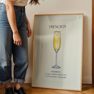 French 75 Digital Wall Art Print Bar Cart Decor Cocktail Poster Party ...