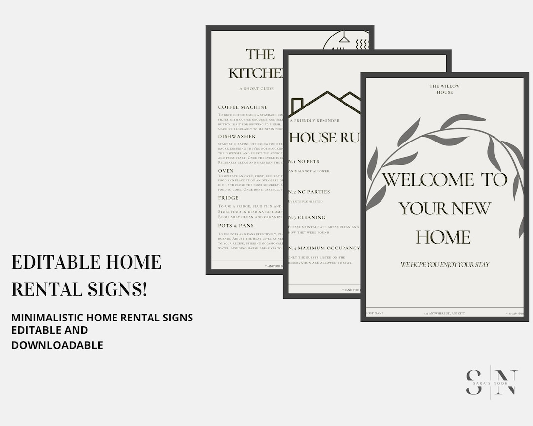 Airbnb Welcome Signs | Home Rental Signs for Airbnb and Vrbo | Edit and ...