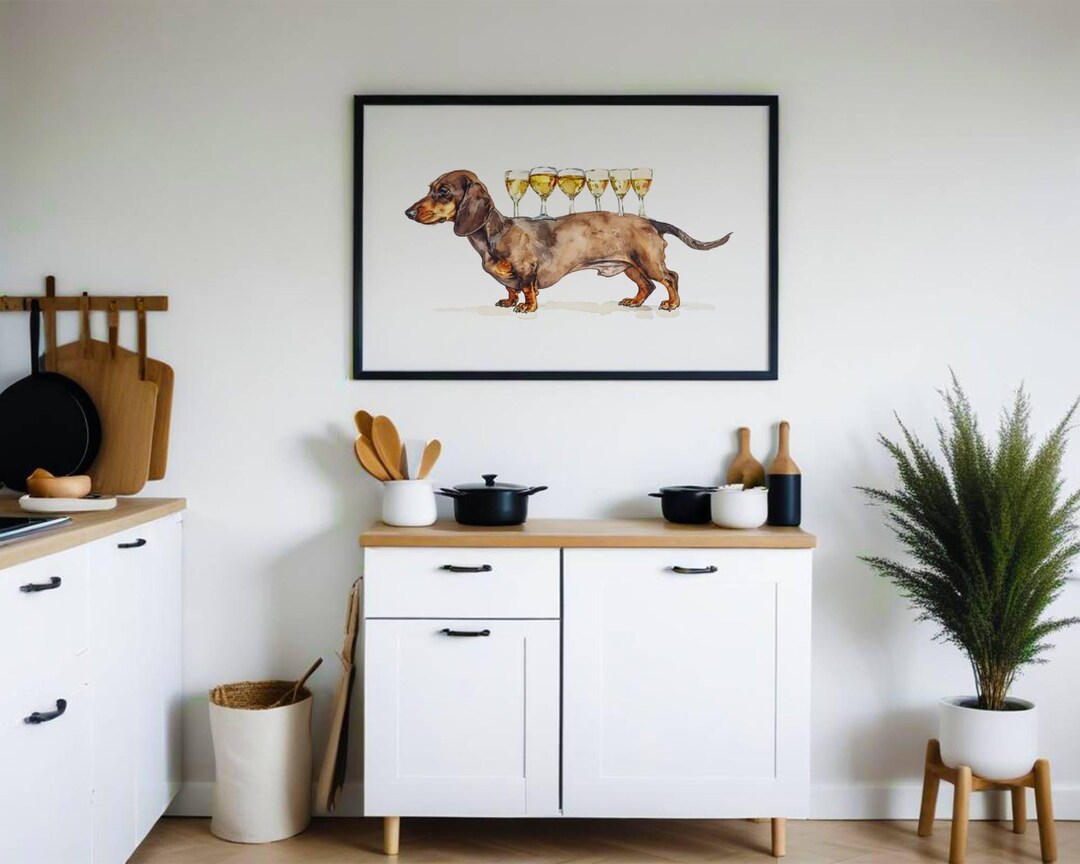 Funny Dachshund Bar Wall Art Quirky Wine Lover Digital Print Weiner Dog ...