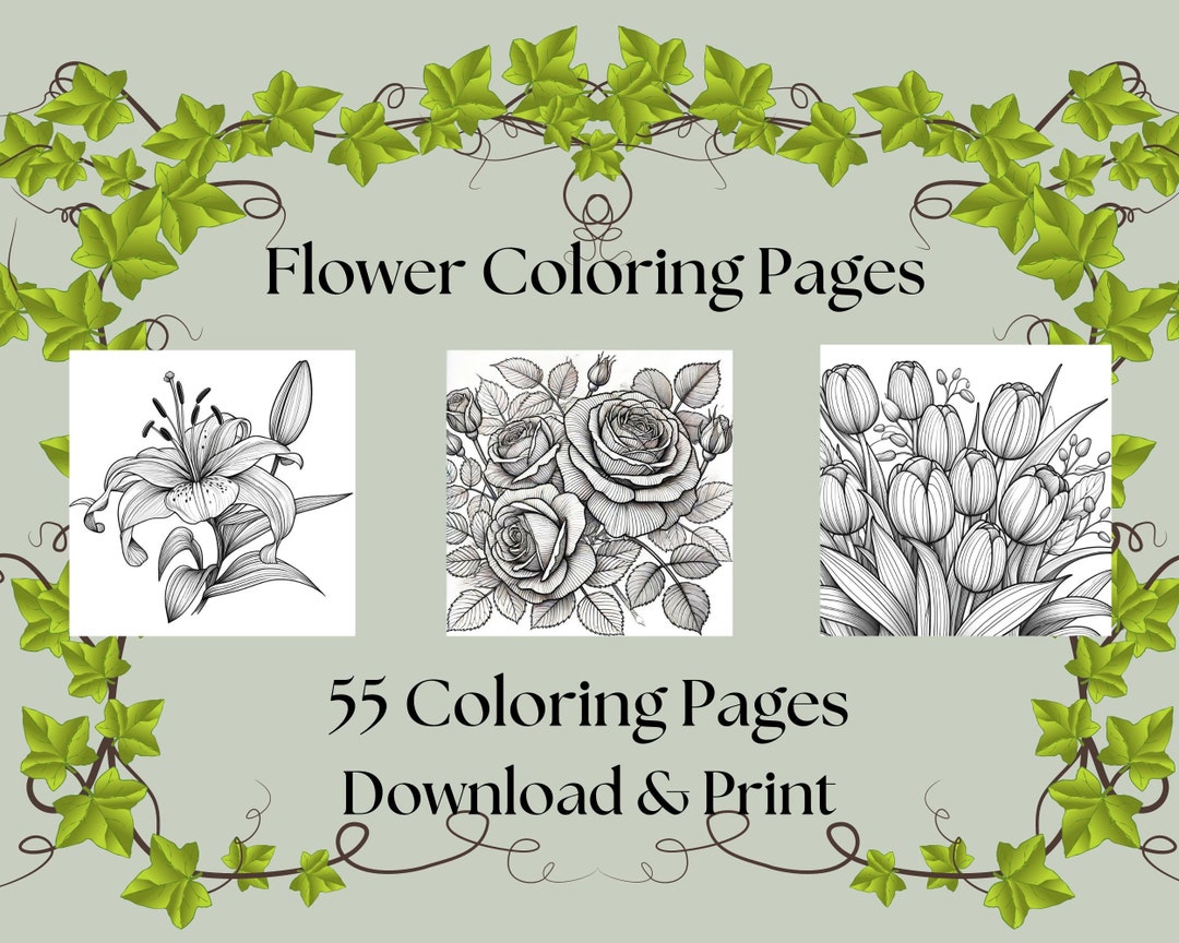 Flower Coloring Pages |roses, Lilies, Daises, Tulip Lavender | Adults ...