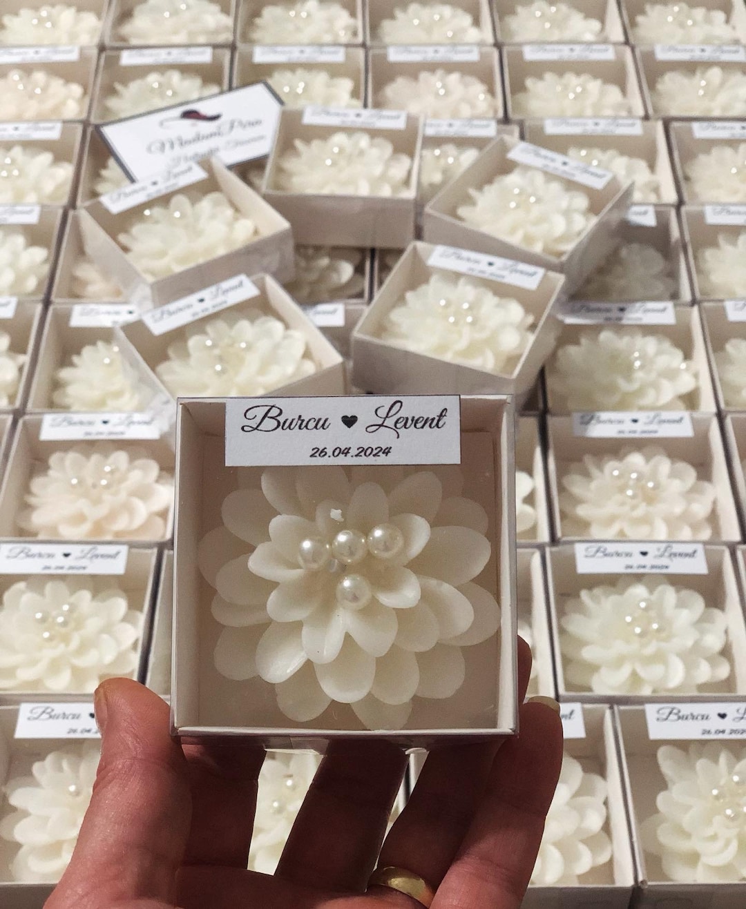 Pearl Decorated Candle, Lotus Candle, White Candle, Special Occasion ...