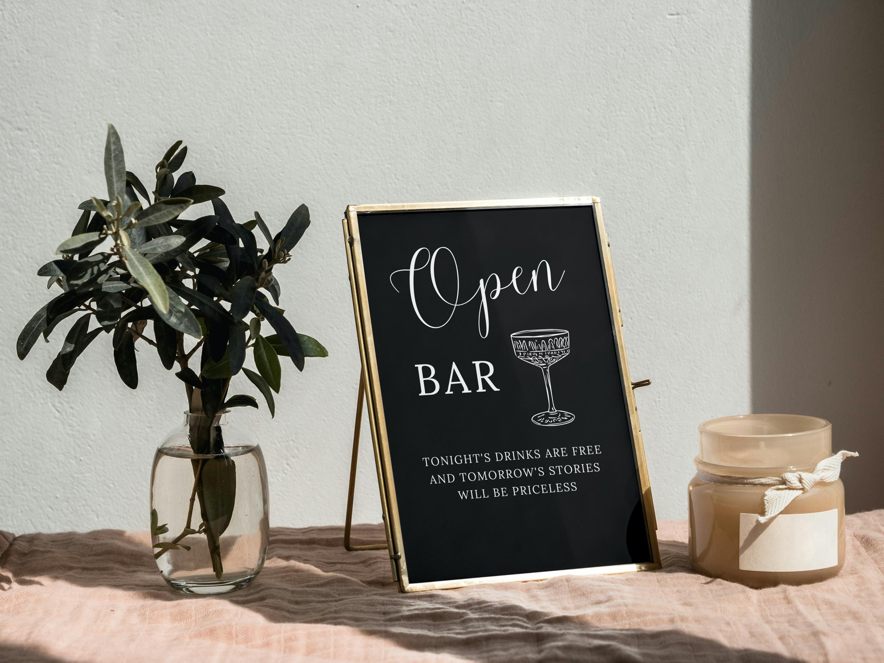 Modern Black & White Bar Sign Template: Editable Printable (digital ...