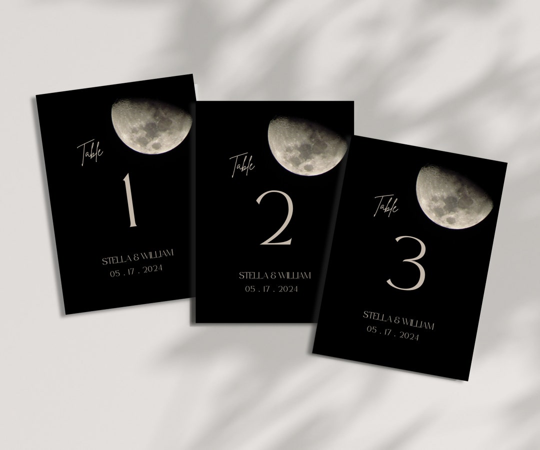 Ethereal Moon Table Numbers - Printable Template, Instant Download - Etsy