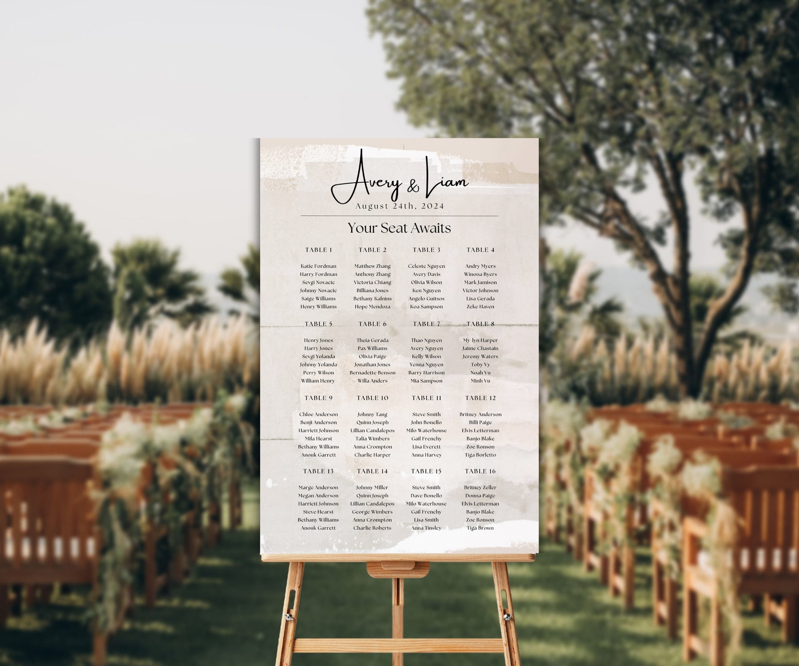 Modern Minimalist Seating Chart Sign – Editable Beige Elegant Décor - Etsy