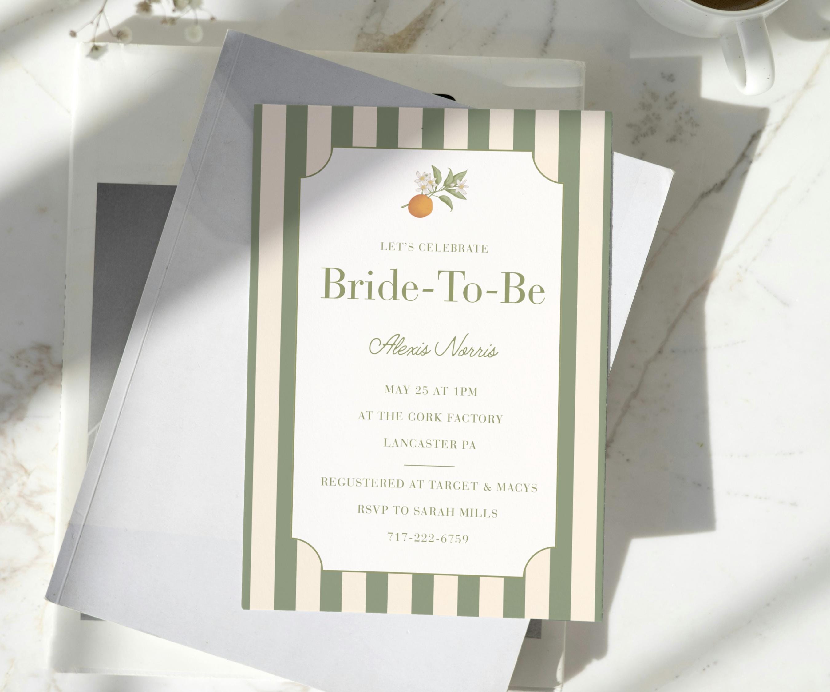 Cottage Core Citrus Wedding Shower Invitation – Nancy Meyers Inspired ...