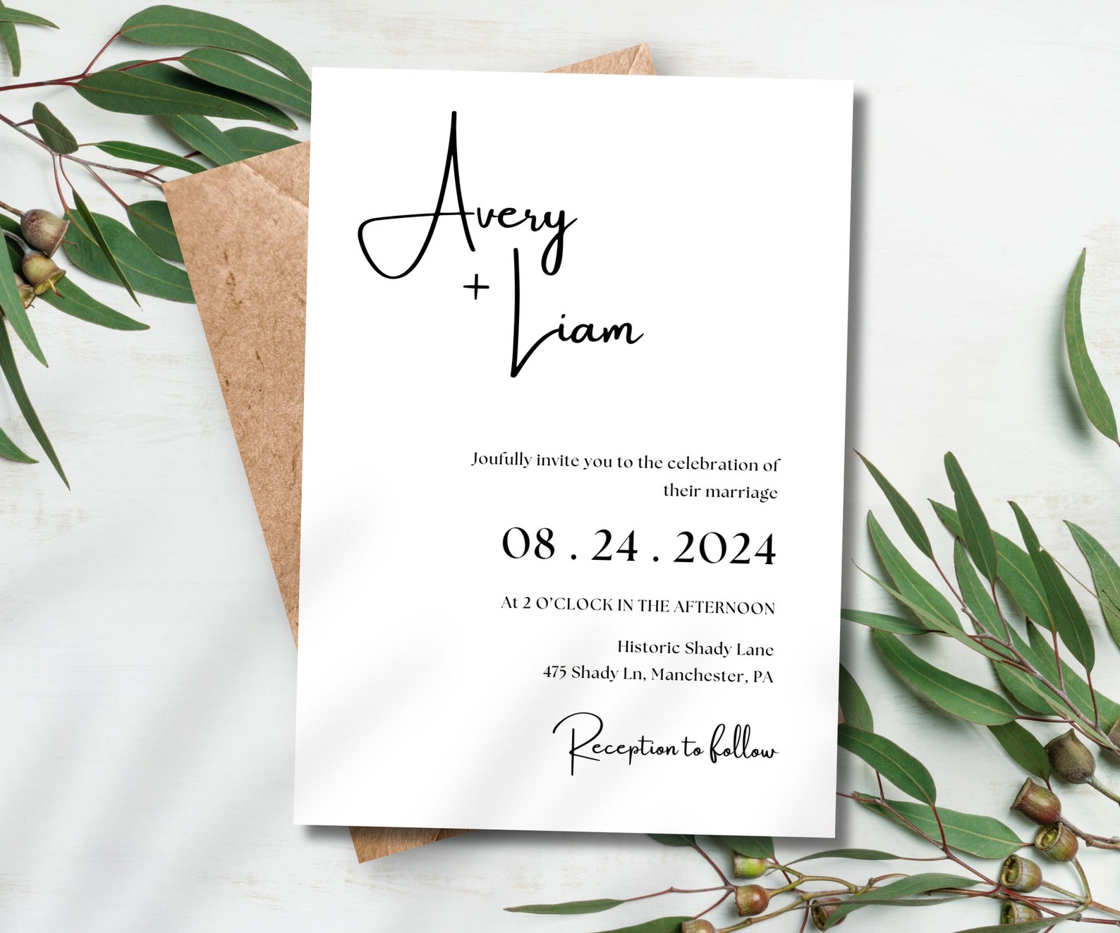 Modern Minimalist Invitation Suite– Editable Black and White Elegant ...