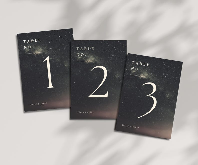 Night Sky Table Numbers - Printable Template, Instant Download - Etsy