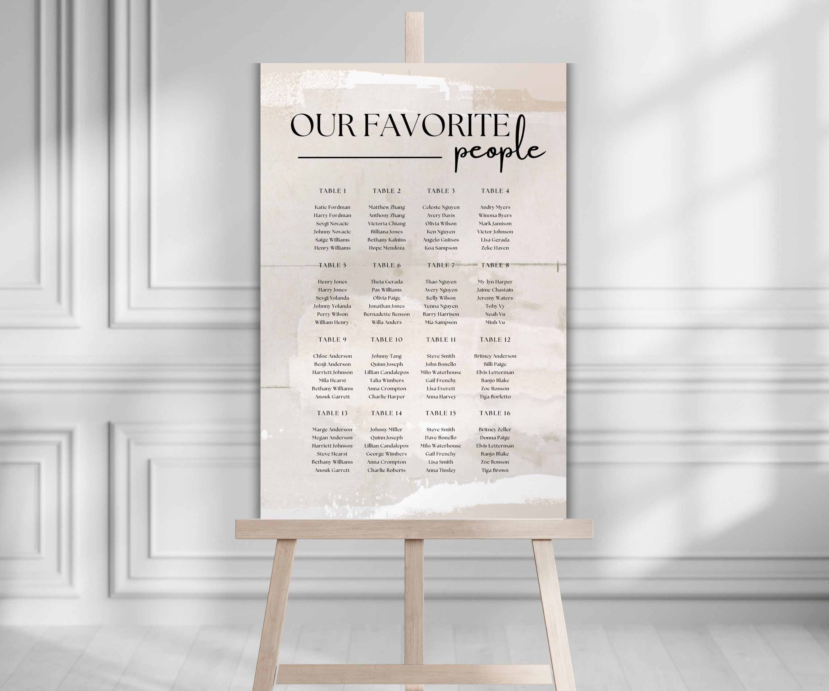 Modern Minimalist Seating Chart Sign – Editable Beige Elegant Décor - Etsy