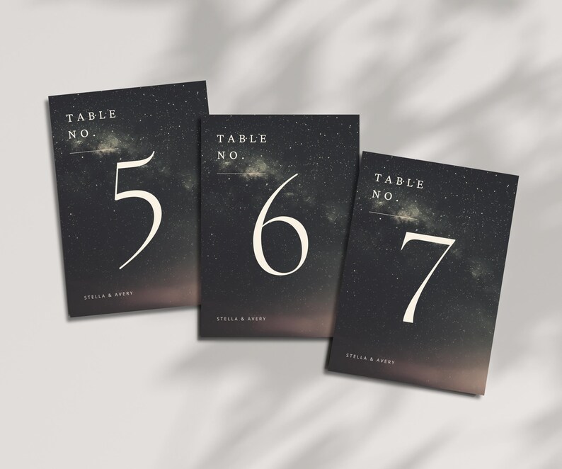 Night Sky Table Numbers - Printable Template, Instant Download - Etsy
