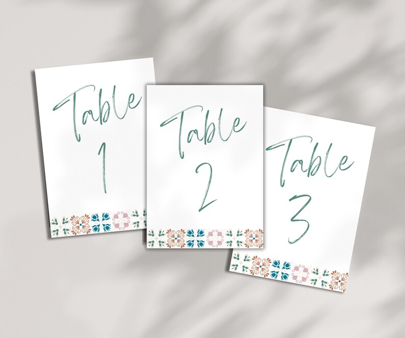 Boho Beach Wedding Table Numbers - Editable Seating Sign Template ...