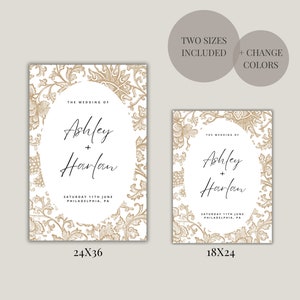 Vintage Paisley Wedding Welcome Sign - Custom Mustard Floral Template ...