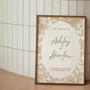 Vintage Paisley Wedding Welcome Sign - Custom Mustard Floral Template ...