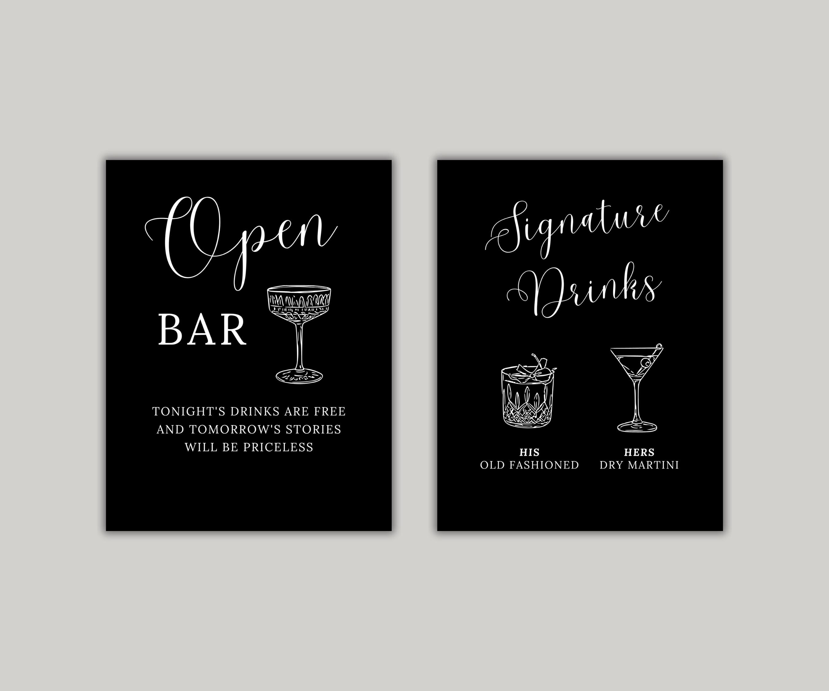 Modern Black & White Bar Sign Template: Editable Printable (digital ...