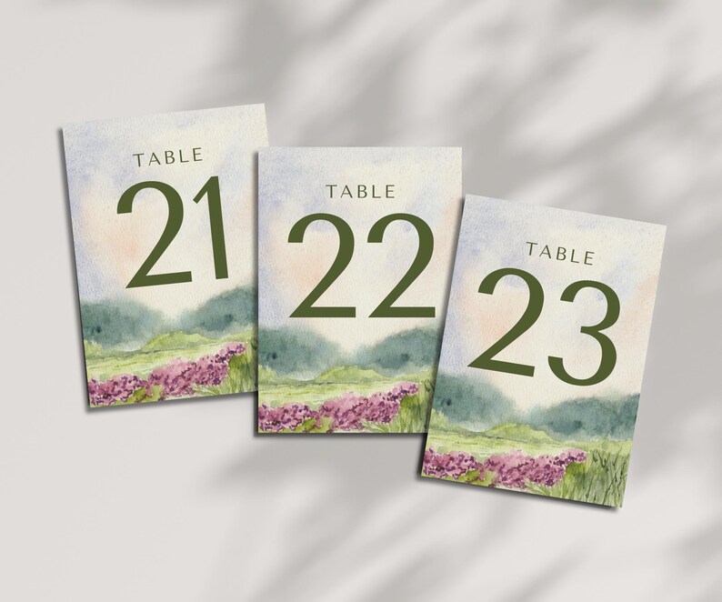 Watercolor Scene Table Number Template • Instant Digital Download ...