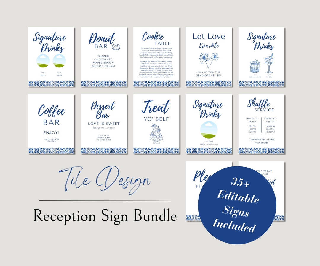 Boho Wedding Signs Bundle: Talavera Tile Design (digital Download) - Etsy