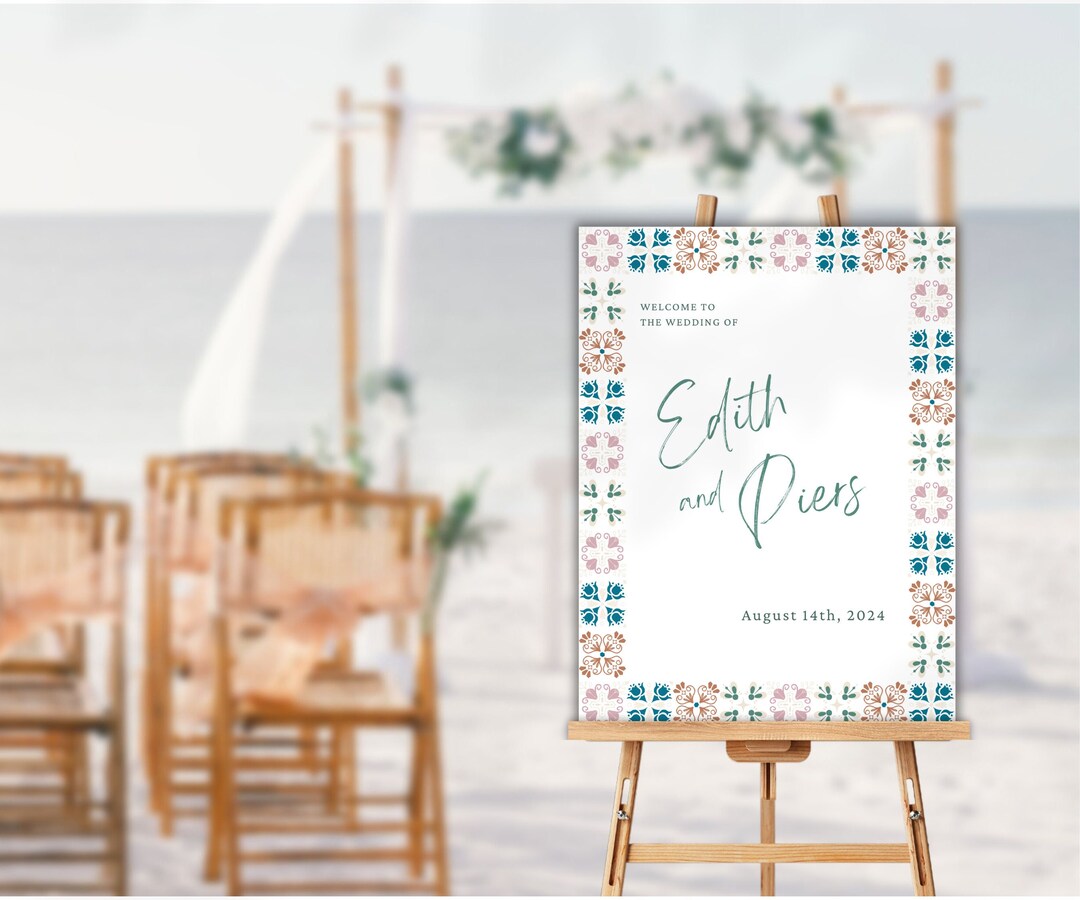 Editable - Wedding Welcome Sign Template, Boho, Beach, Destination ...