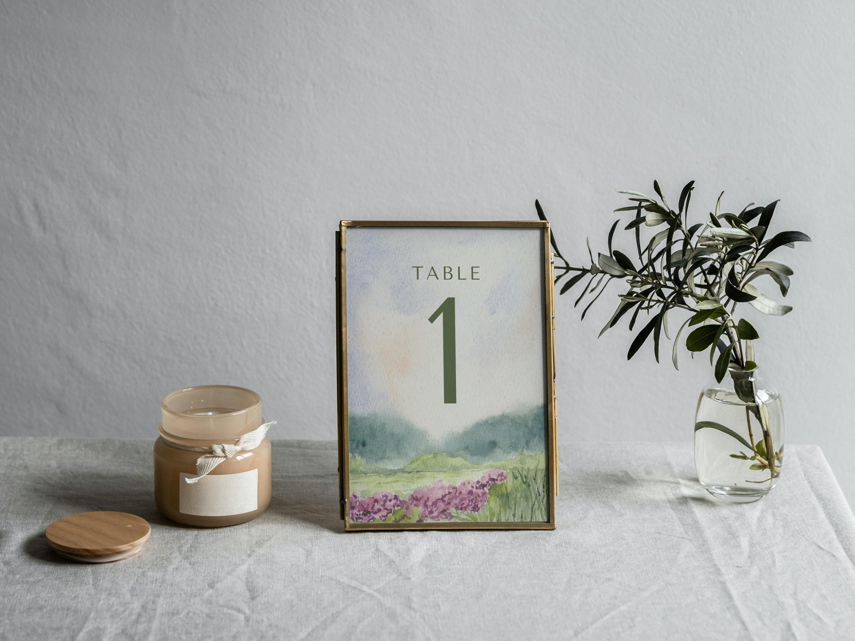Watercolor Scene Table Number Template • Instant Digital Download ...
