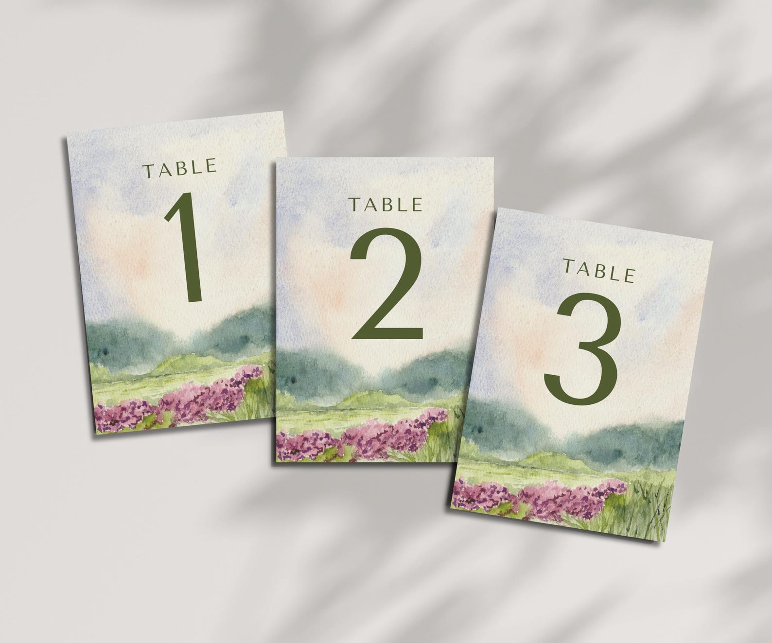 Watercolor Scene Table Number Template • Instant Digital Download ...
