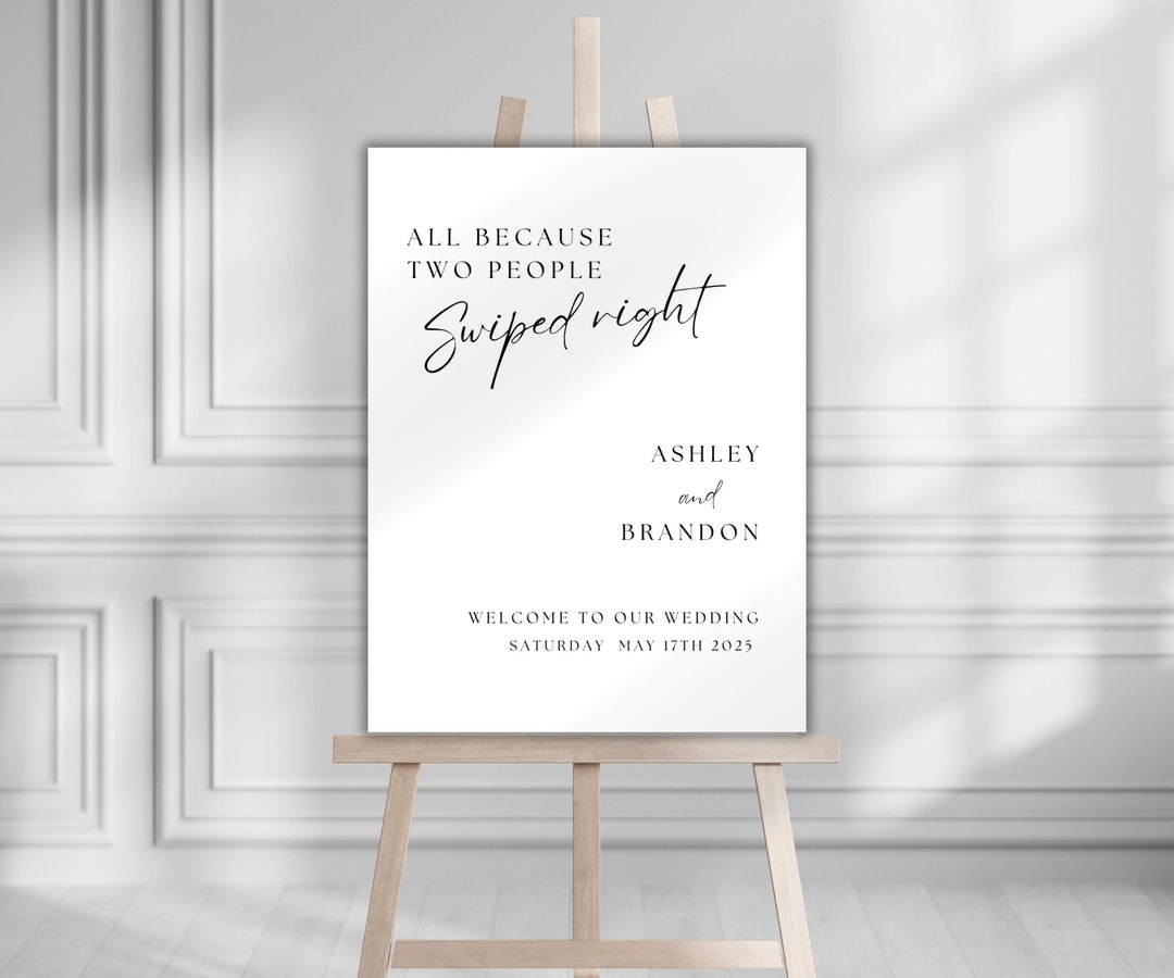 Swiped Right Wedding Welcome Sign Template (digital Download) - Etsy