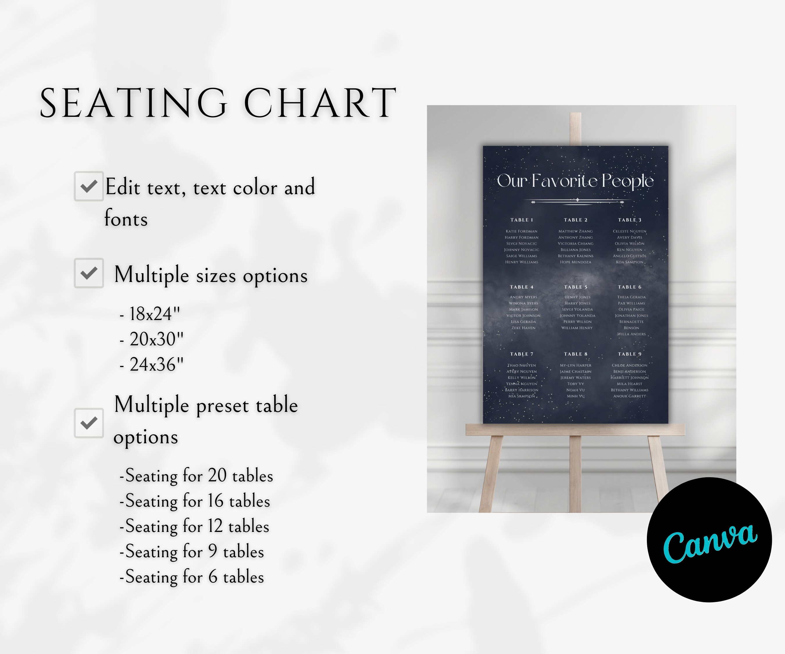 Starry Night Seating: Guided by the Cosmos - Seating Chart - Cosmic ...
