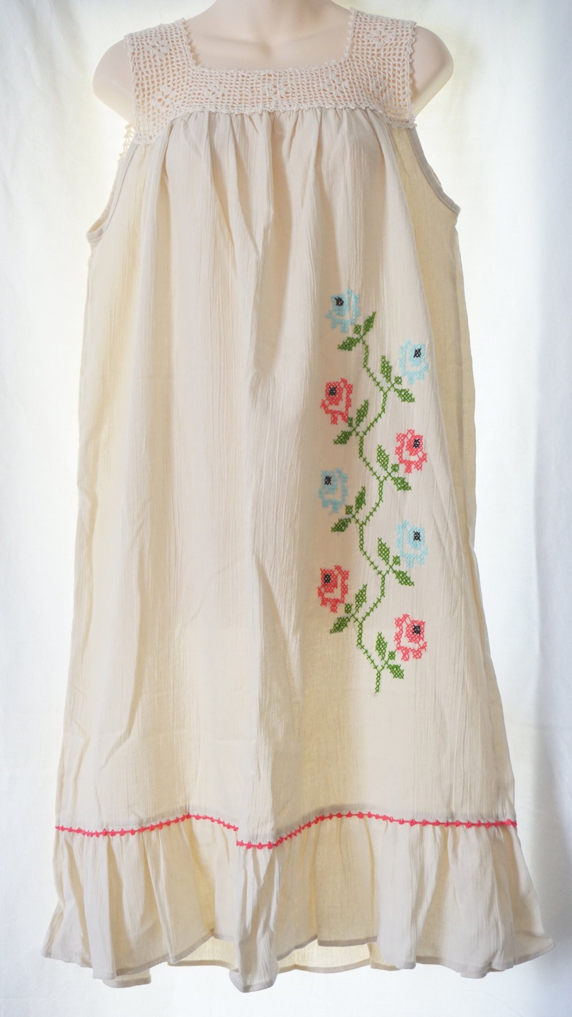 Authentic Handmade, Hand Sewed Strap Shoulder Beige Dress (24"), Made ...